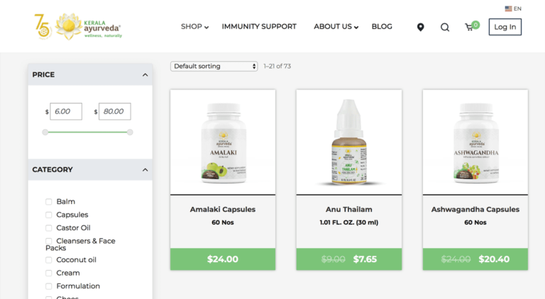 Products - Kerala Ayurveda USA